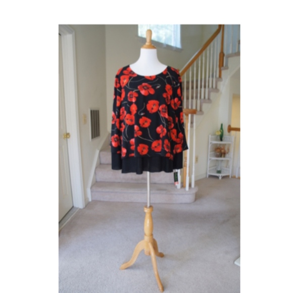 Cartise Canada | Tops | New Cartise Red Floral Print Top Plus Size 6 ...